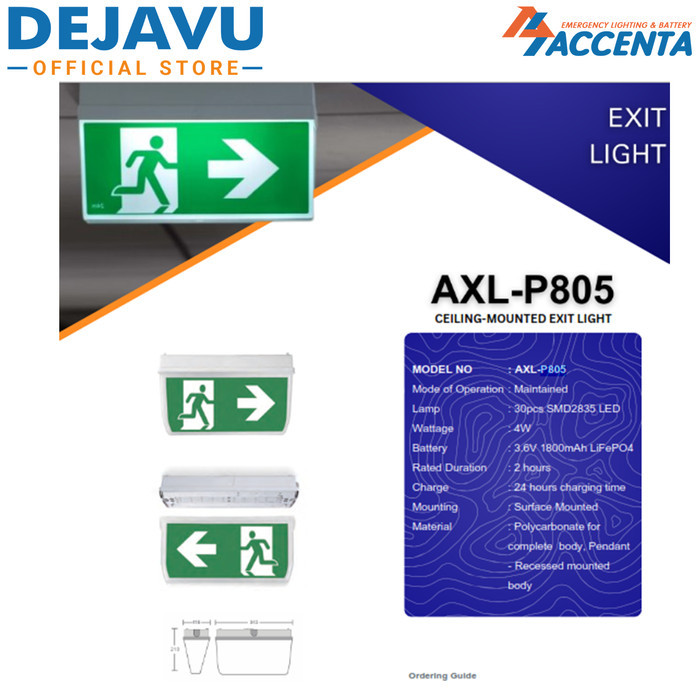 Jual Lampu Exit Led Accenta AXL-P805 Emergency Exit Light | Shopee ...