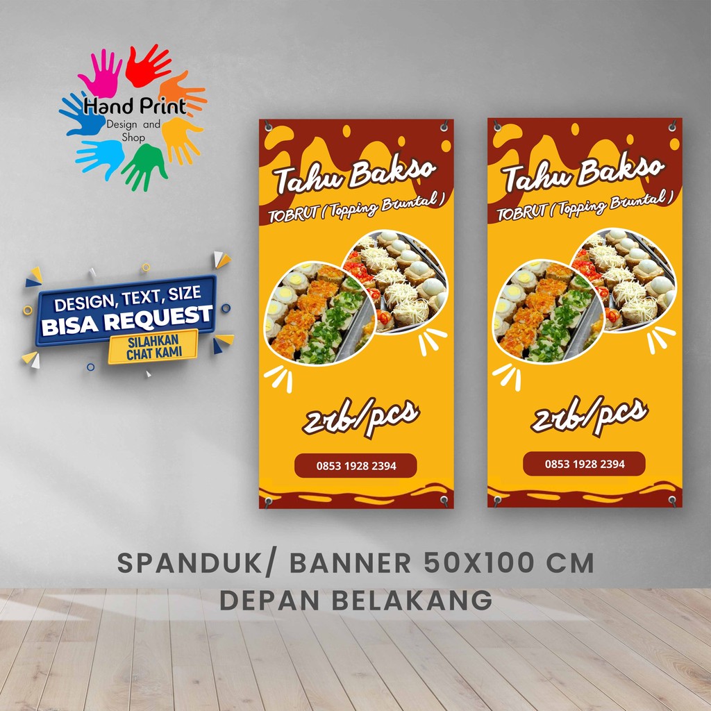 Jual Spanduk Banner Tahu Bakso Toping Gratis Memesan Desain Sepasang | Shopee Indonesia