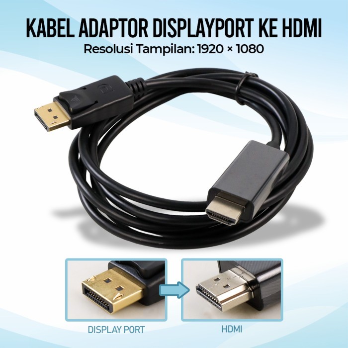 Jual Kabel DP Display Port to HDMI 1080P 180cm Monitor Displayport TV ...