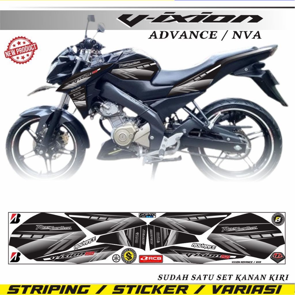 Jual STIKER MOTIF RACING SIMPLE VARIASI MOTOR YAMAHA VIXION NVA 150 ...