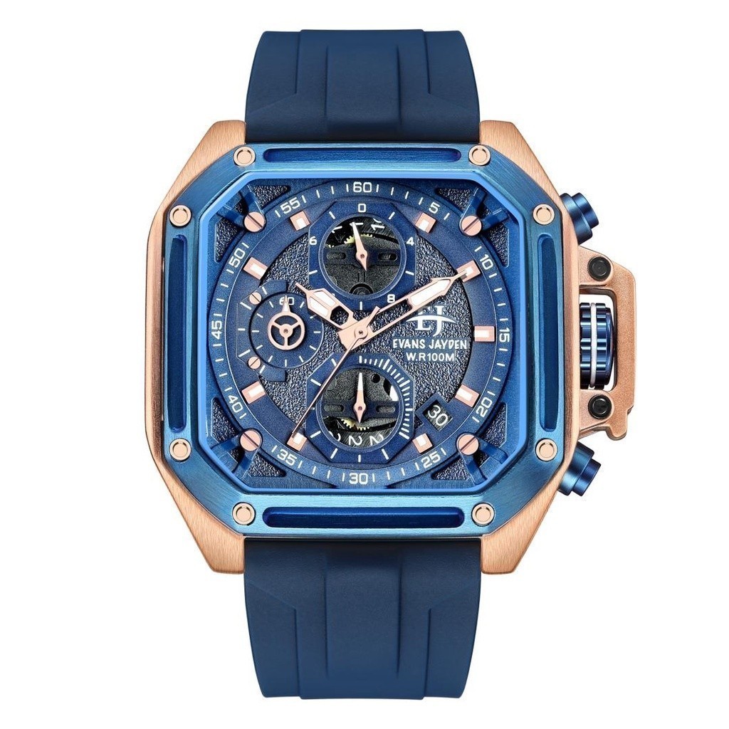 Jual Ori Evans Jayden Jam Tangan Pria 9558 Rubber Kaca Sapphire Water ...