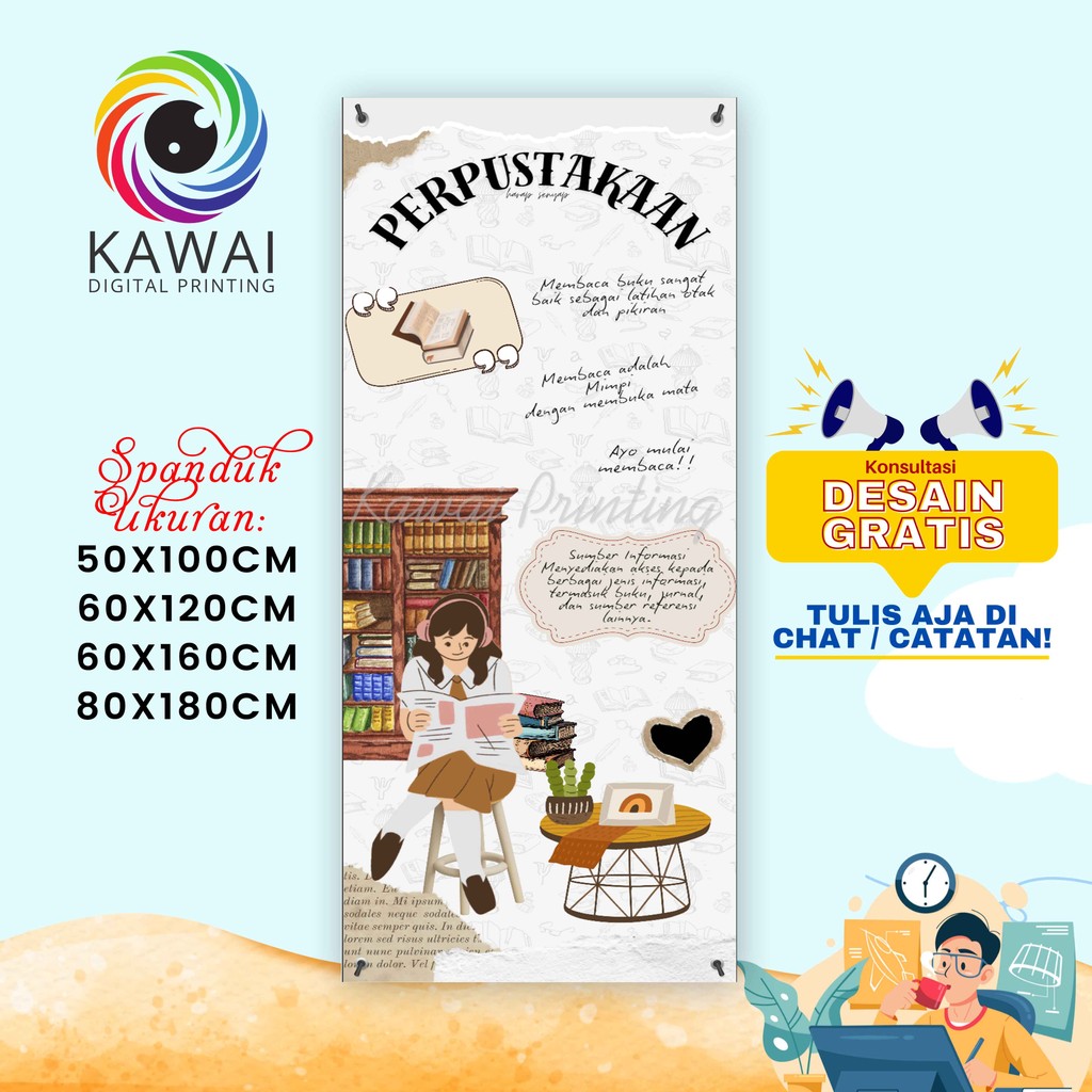 Jual SPANDUK / BANNER Perpustakaan Design Outdoor / Indoor | Shopee ...
