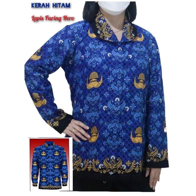 Jual Seragam Seragam Baju KORPRI Full Furing Terbaru 2022 Kerah Hitam Batik KORPRI Baju Dinas ...