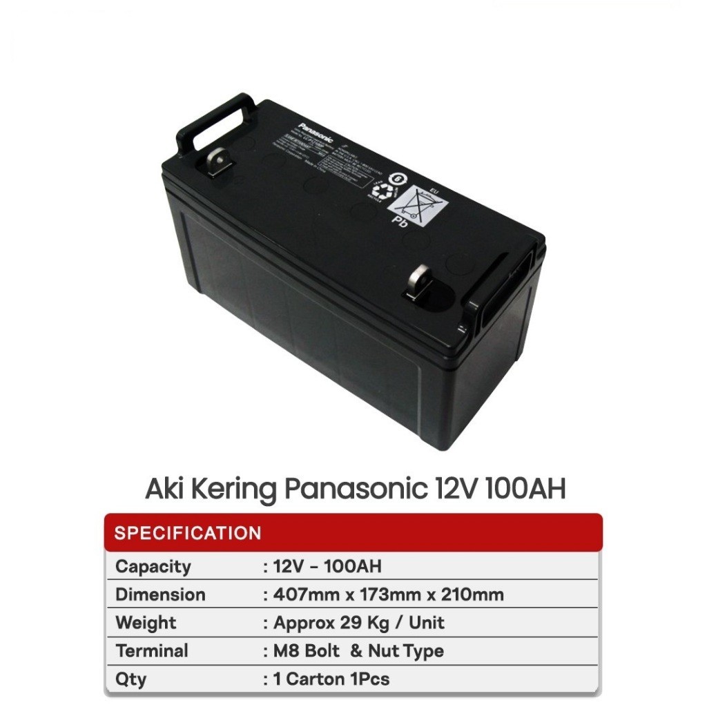 Jual Baterai Aki Panasonic LC-P12100NA 12V 100AH AKI SOLAR PANEL ...
