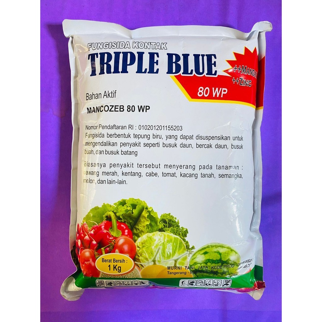 Jual Fungisida TRIPLE BLUE 80WP pengendali busuk batang isi 1kg dr ...