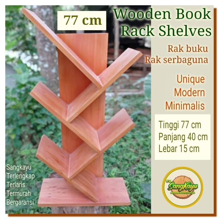 Jual Rak buku rak kayu 77cm wooden book rack shelves rak kayu serbaguna ...