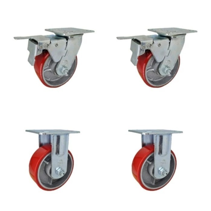 Jual Roda Troli Pu Merah Heavy Duty 5" (2Rem 2Mati) | Shopee Indonesia