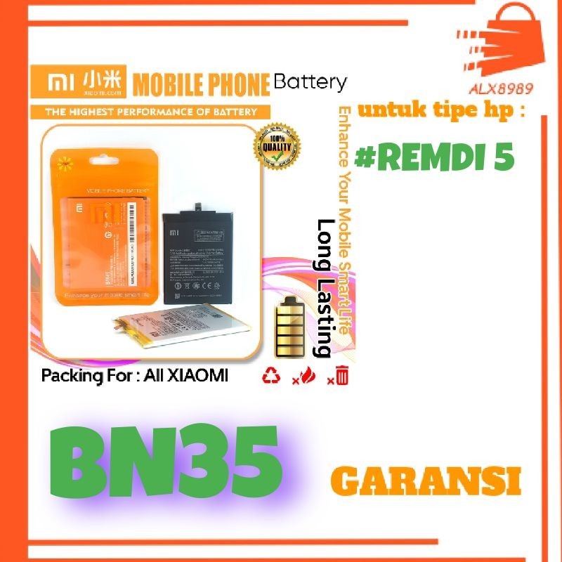 Jual BATERAI XIAOMI BN35 REDMI 5 ORIGINAL 100% | Shopee Indonesia