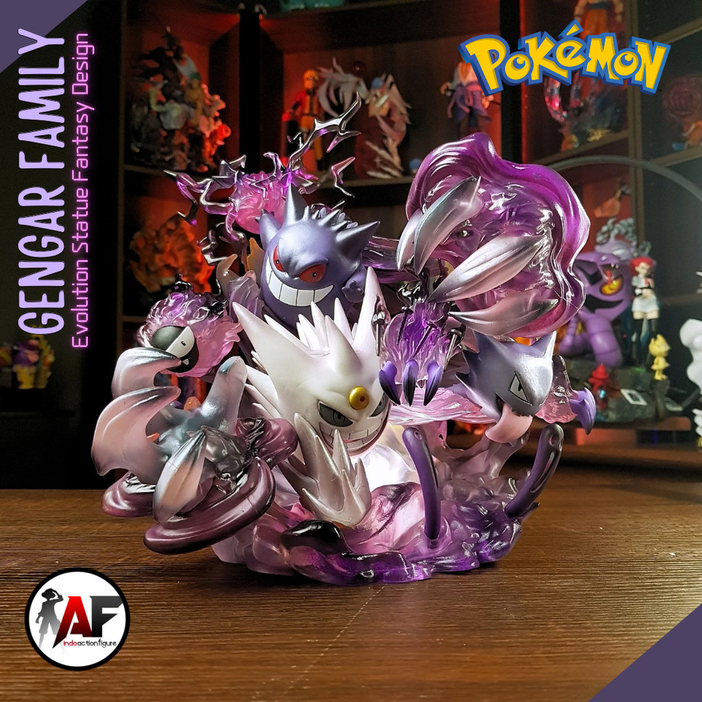 Jual Statue Pokemon Gengar Evolution Family Fantasy Studio Design LED ...