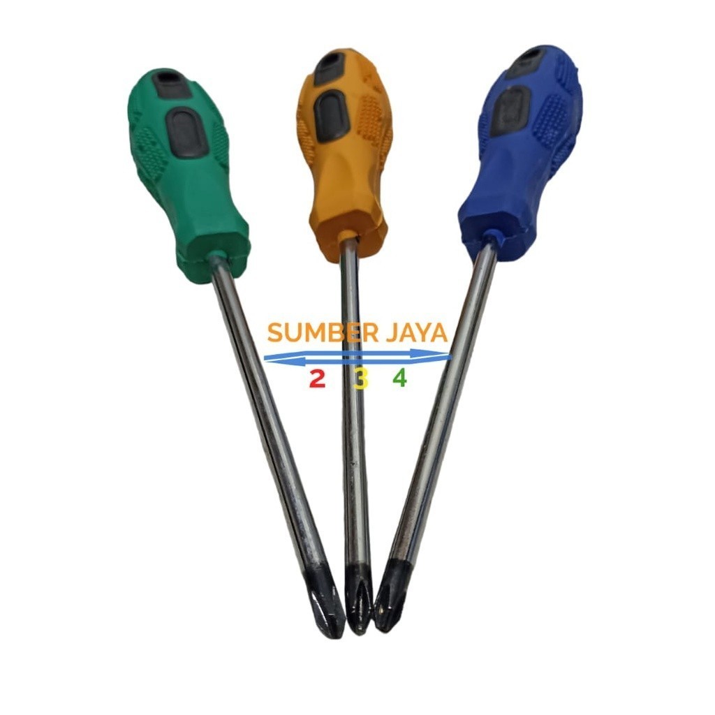 Jual Obeng 5 Inch Warna Warni Gagang Karet Ujung Hitam Magnet Plus ...