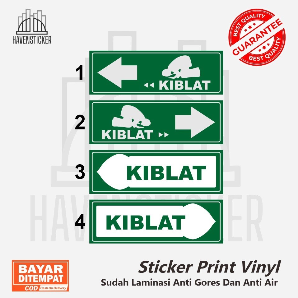 Jual Stiker vinyl Sign rambuK3 ARAH KIBLAT SHOLAT STICKER PRINT VINYL ...