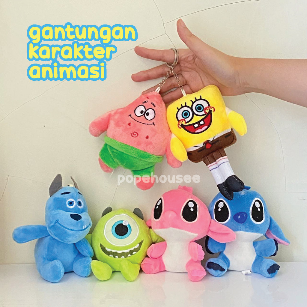 Jual GANTUNGAN ANIMASI BONEKA SPONGEBOB STITCH PATRICK SULLEY MIKE ...