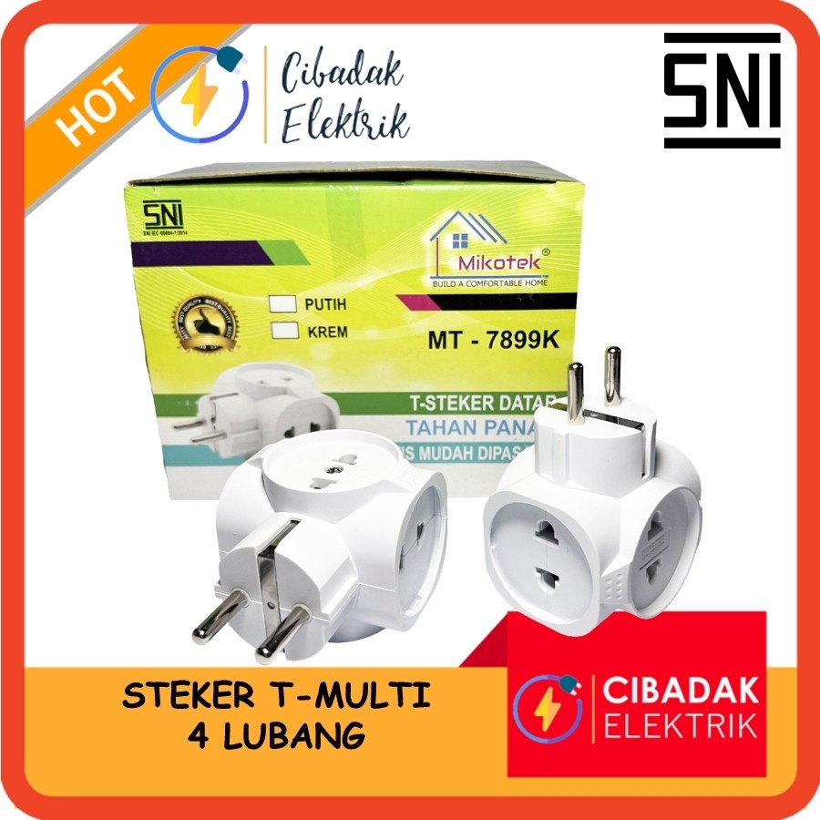 Jual STEKER T MULTI 4 LUBANG / COLOKAN LISTRIK 4 LUBANG / MERK MIKOTEK ...