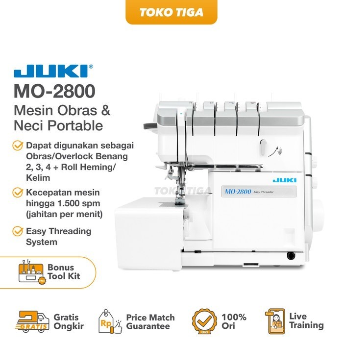 Jual Mesin Obras & Neci Portable JUKI MO-2800 Easy Threader Overlock System | Shopee Indonesia
