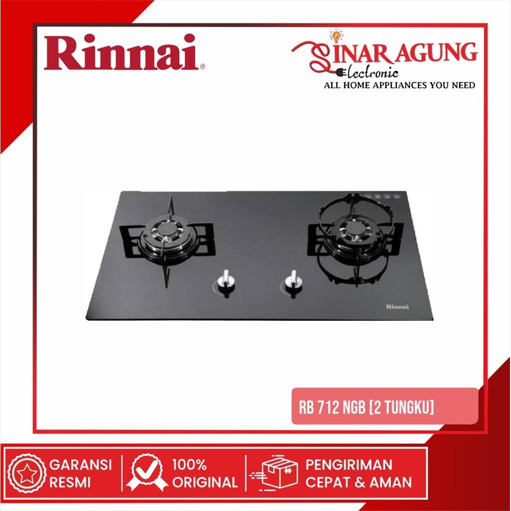 Jual RINNAI RB712NGB / RB-712NGB KOMPOR GAS TANAM 2 TUNGKU -GARANSI RESMI | Shopee Indonesia