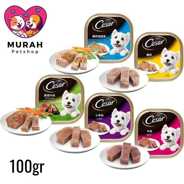 Jual CESAR Lamb Beef Chicken 100gr Makanan Basah Anjing Basah All Wet ...