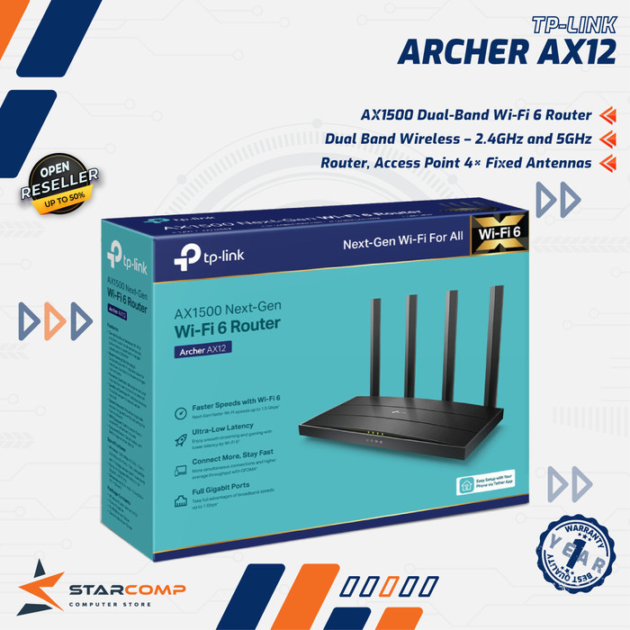Jual TP-Link Archer AX12 AX1500 Wi-Fi 6 Wireless Dual-Band Gigabit ...