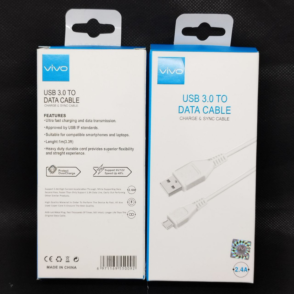 Jual Kabel Data Vivo Micro USB 2.4A USB 3.0 Fast Charging Original ...