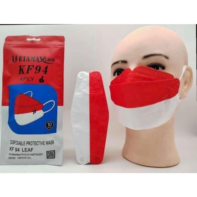 Jual MASKER KF94 UTAMA MASK MERAH PUTIH ISI 10/PAK | Shopee Indonesia