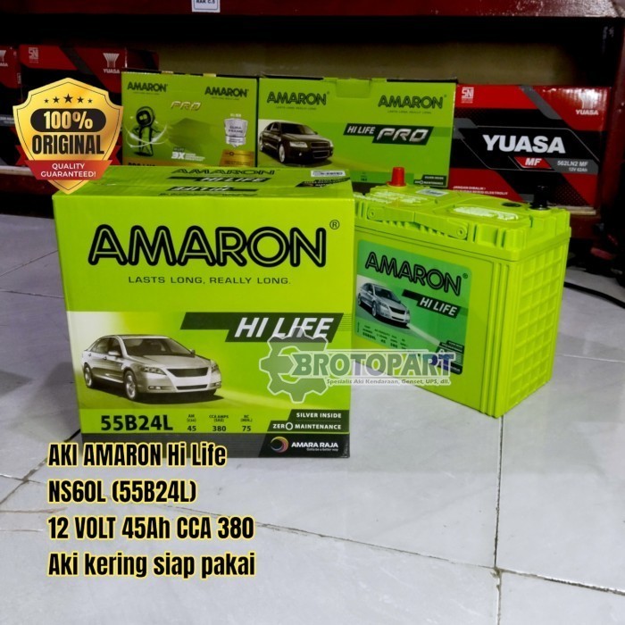 Jual Aki Mobil Nissan Grand Livina Evalia March AMARON NS60L Hi Life 45Ah | Shopee Indonesia