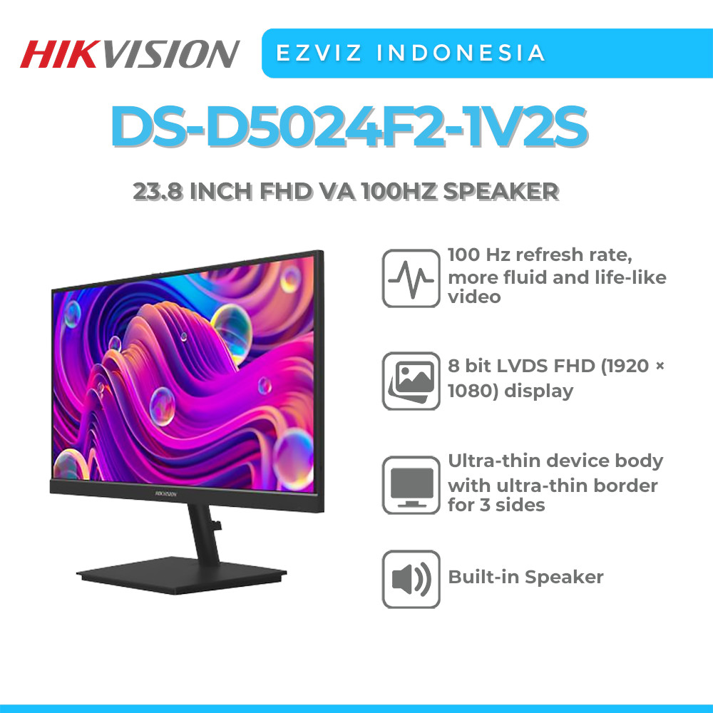 Jual HIKVISION DS-D5024F2-1V2S 23.8 INCH FHD VA 100HZ SPEAKER | Shopee ...