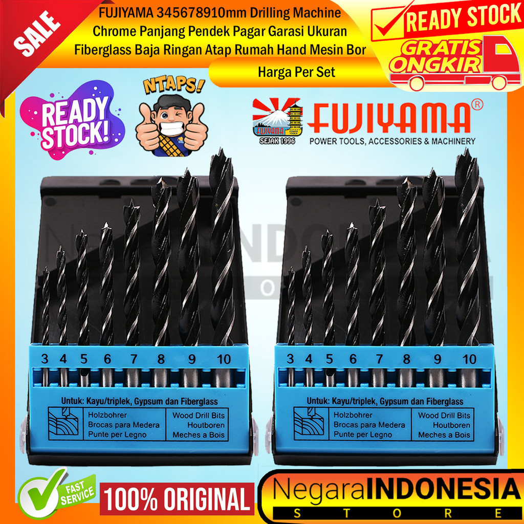 Jual FUJIYAMA Set Mata Bor Drilling Machine Bits 13pcs Besi Size ...