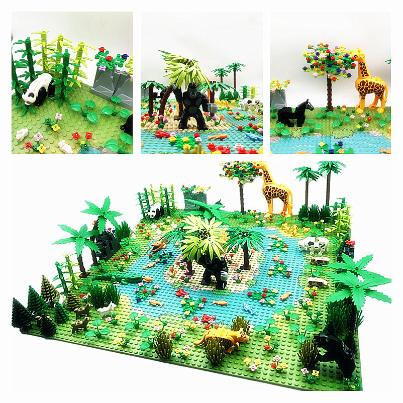 Jual MOC RainForest Animals Jungle Building Blocks Toys Bush Flower ...