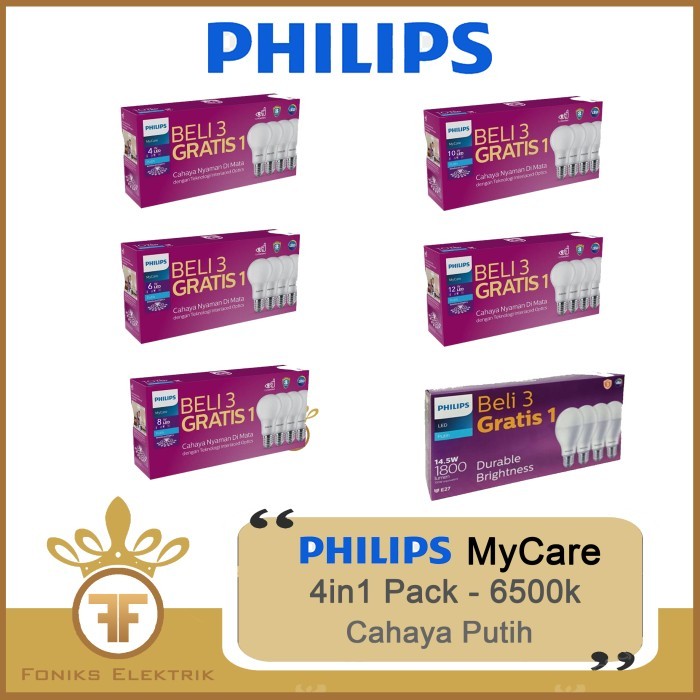 Jual Lampu Philips LED Bulb Multipack MyCare 4in1 6500K Putih Cool Daylight | Shopee Indonesia