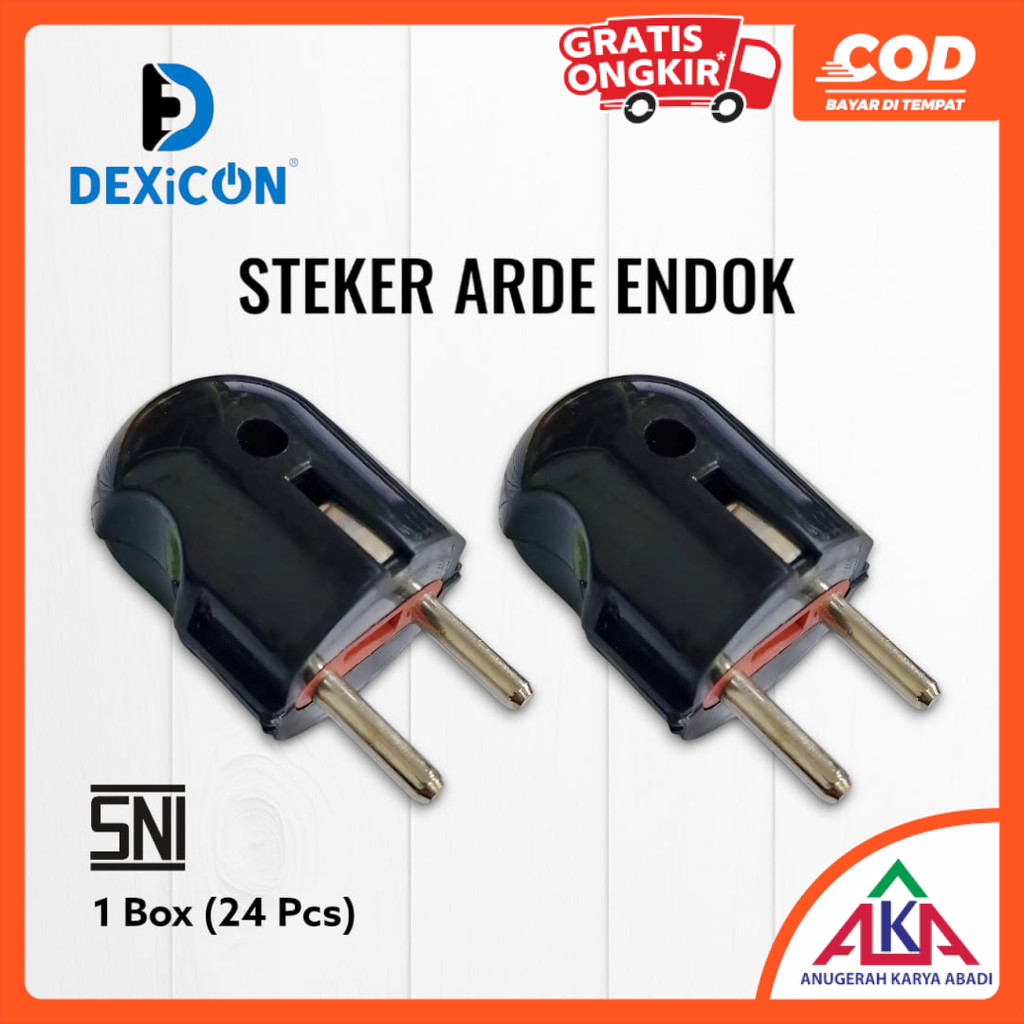 Jual DEXICON Steker Colokan Listrik ENDOK Arde 10A Bulat Kuningan Hitam ...