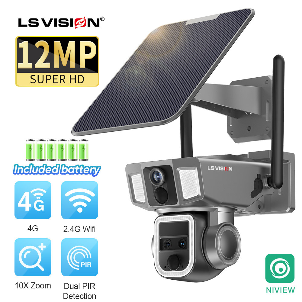 Jual LS VISION 12MP 4G/WiFi 2 In 1 Dual Screen Solar Secutrity Camera ...