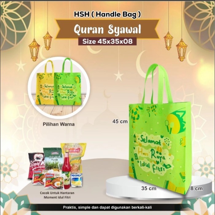 Jual Tas Kain Spunbond Goodie Bag Idul Fitri/ Tas Hampers Parcel Lebaran Parcel Sembako Ukuran ...