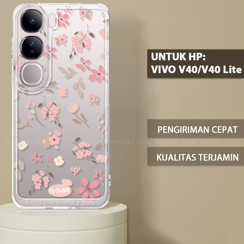Jual Bunga NEW Untuk Soft Case Hp VIVO V40 Lite 4G 5G Smile Casing Pink Soft Tk Cewek Terbaru ...