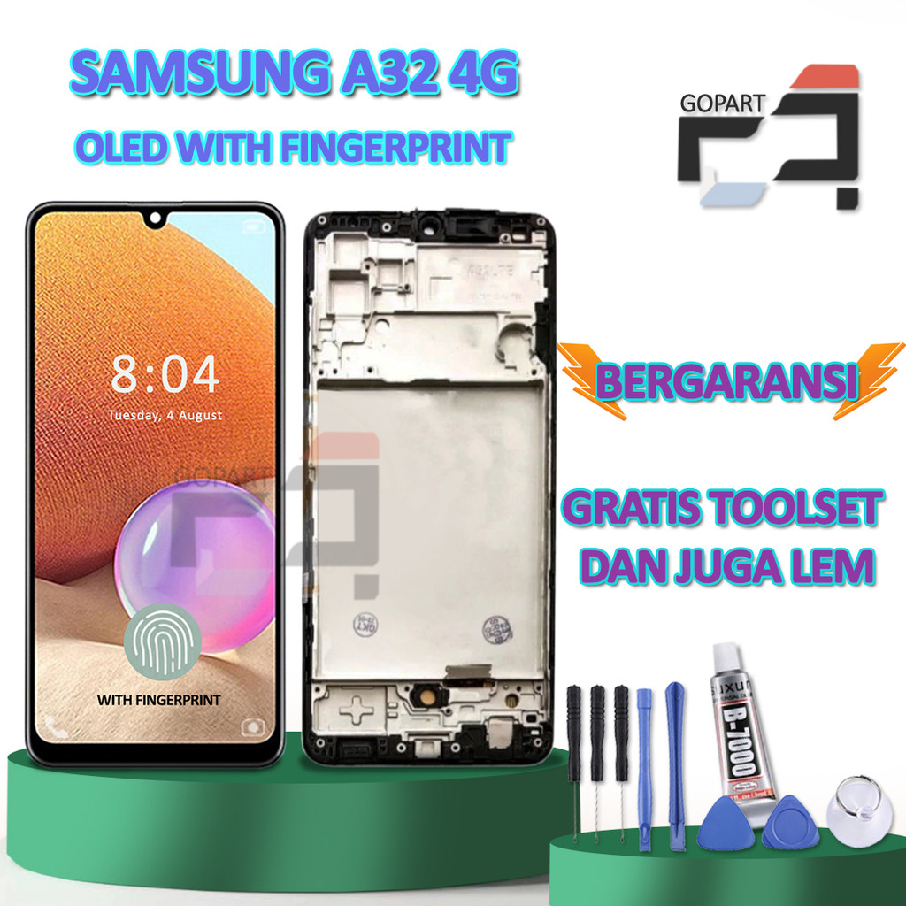 Jual LCD SAMSUNG A32 4G + FRAME OLED SUPPORT FINGERPRINT / A325 FULSET ORIGINAL FREE TOOLSET ...