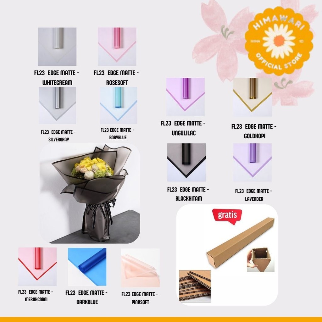 Jual HIMA - (5 LEMBAR) - FL23 EDGE MATTE Kertas Bunga Paper Buket Motif ...