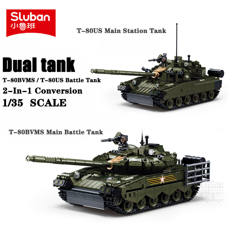 Jual Sluban T-80 Main Battle Tank Building Block WW2 Soviet Army ...