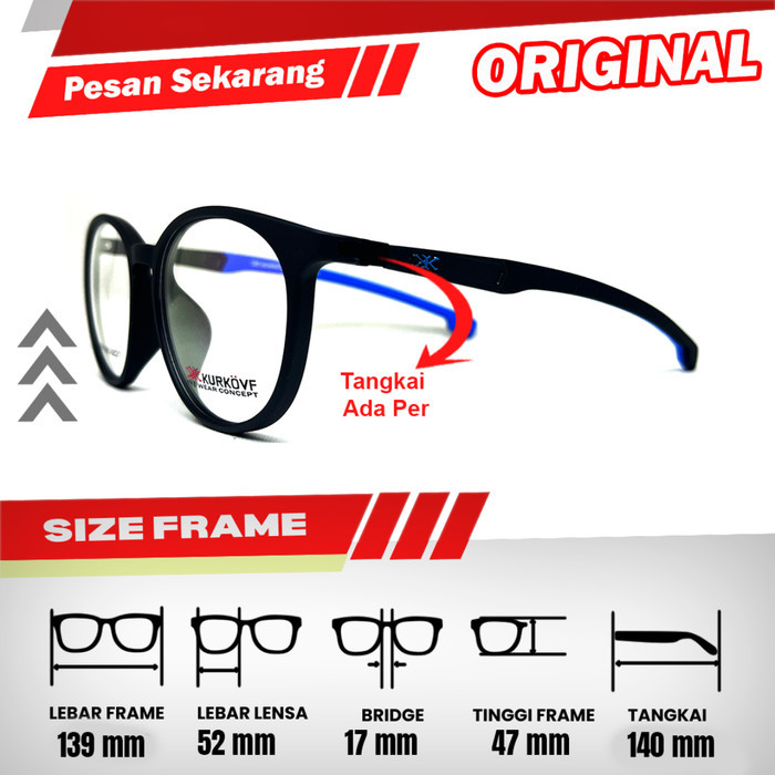 Jual FRAME KACAMATA ORIGINAL KURKOVF PL 8073 SIZE 52 LEBAR FRAME 139 ...