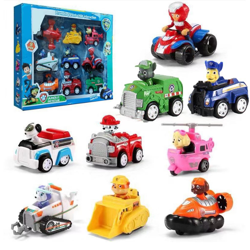 Jual 1 Set 9 IN 1 Mainan Anak Action Figure Mobil Pull Back Mainan ...