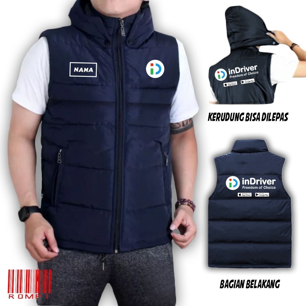 Jual JAKET DRIVER INDRIVER ROMPI / JAKET ROMPI PARASUT CUSTOM SABLON ...