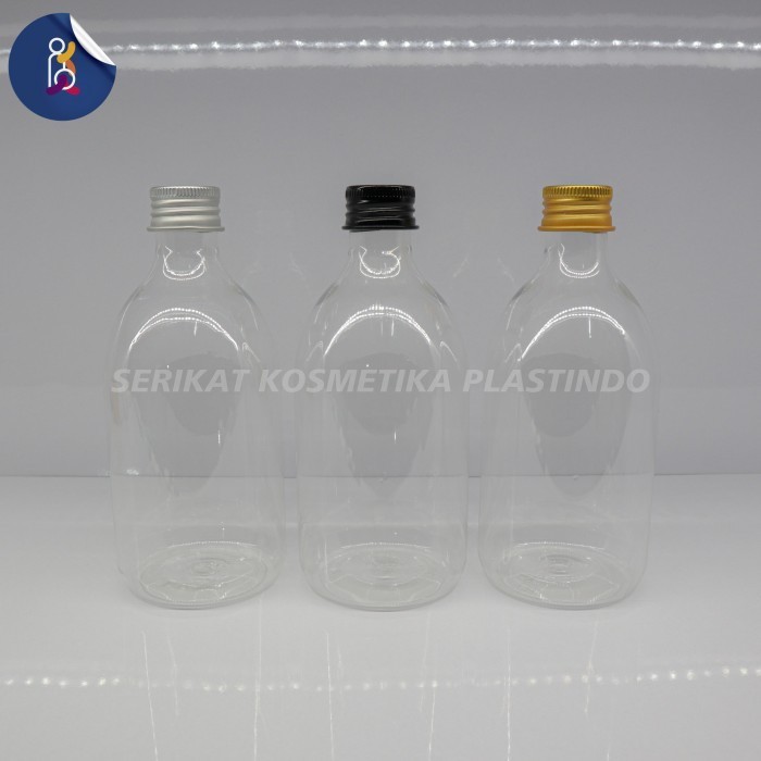 Jual BOTOL 300ML OVAL BOTOL PLASTIK NATURAL CLEAR TUTUP ULIR ALMUNIUM SILVER GOLD HITAM 300 ML ...