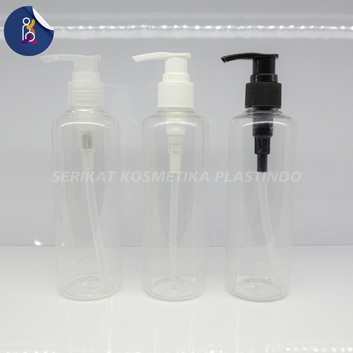 Jual BOTOL 250 ML CLEAR PUMP LOTION PET HITAM PUTIH CLEAR BOTOL PLASTIK ...