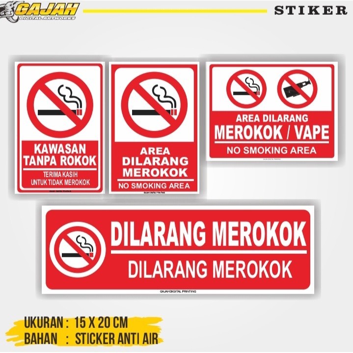 Jual Sticker Dilarang Merokok / Stiker Dilarang Merokok / Sticker No ...