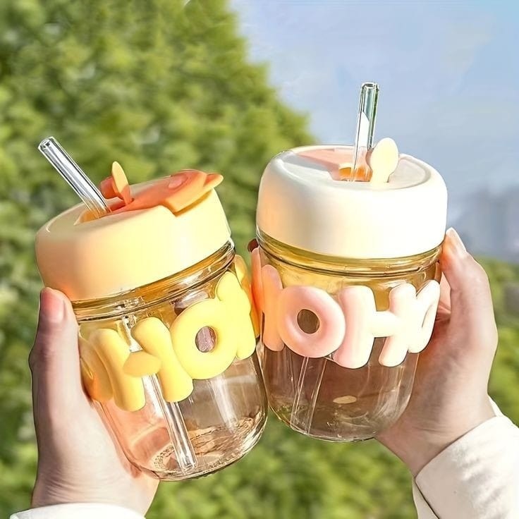 Jual Tumblr Gelas Minum Kaca HOHO Cup Kaca Simple Unik Aesthetic ...