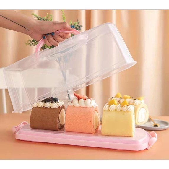 Jual Cake Container Storage Box Wadah Tempat Roti / Kue Cupcake Panjang ...