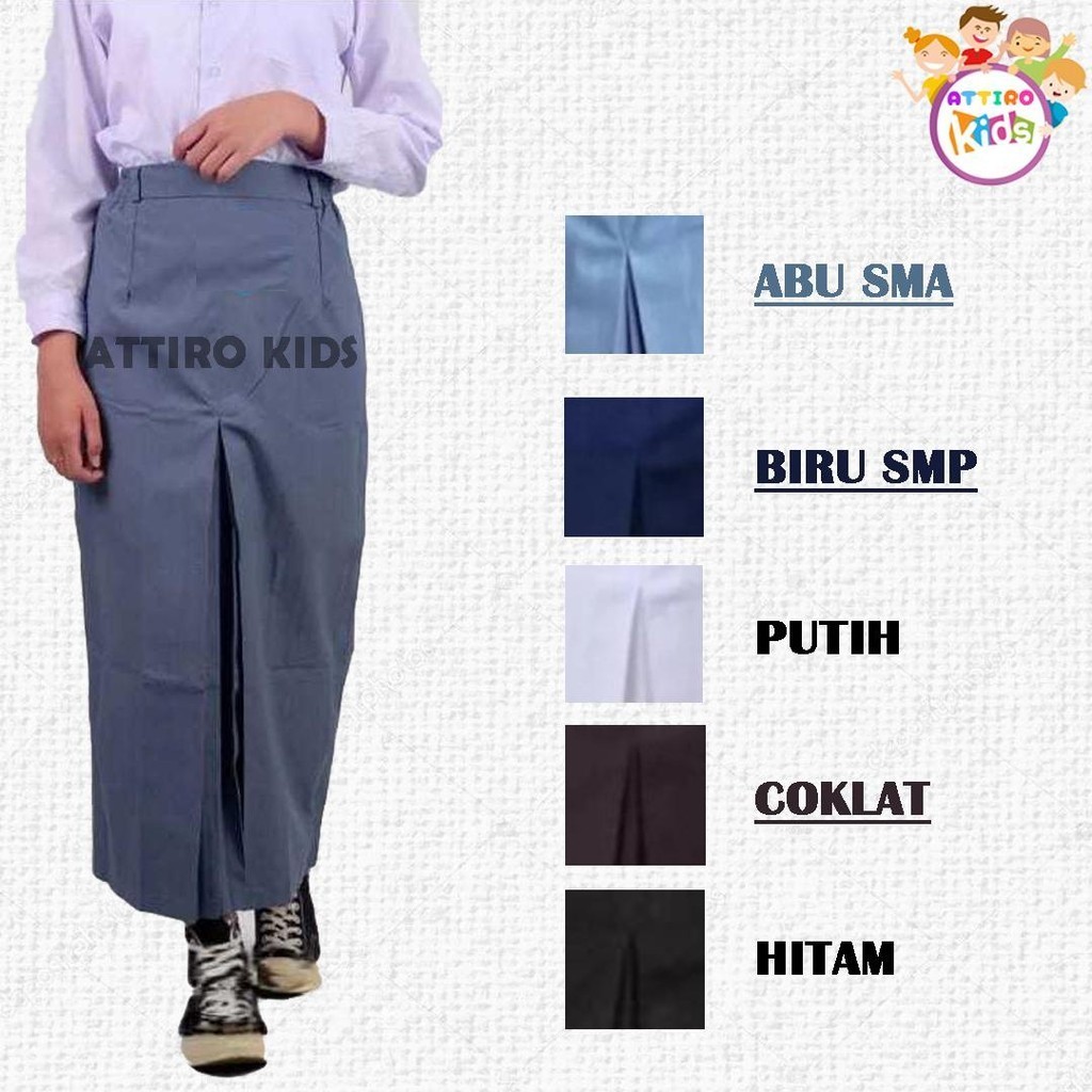 Jual Rok SPAN BELAH TENGAH Rempel Depan Sekolah Kerja Putih Hitam Abu ...
