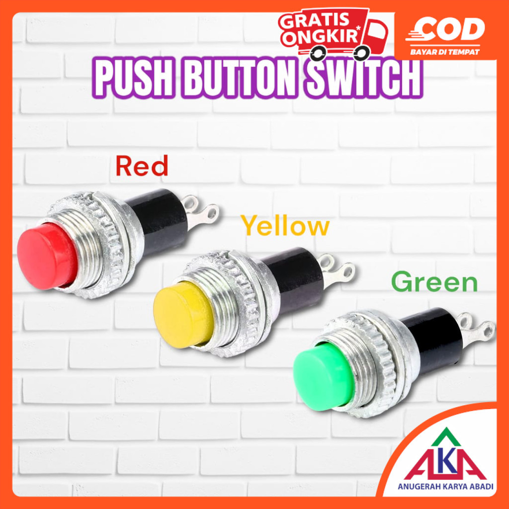 Jual Tombol PUSH ON Button Besi Bulat 2 Pin / Kaki Sedang / Tanggung ...