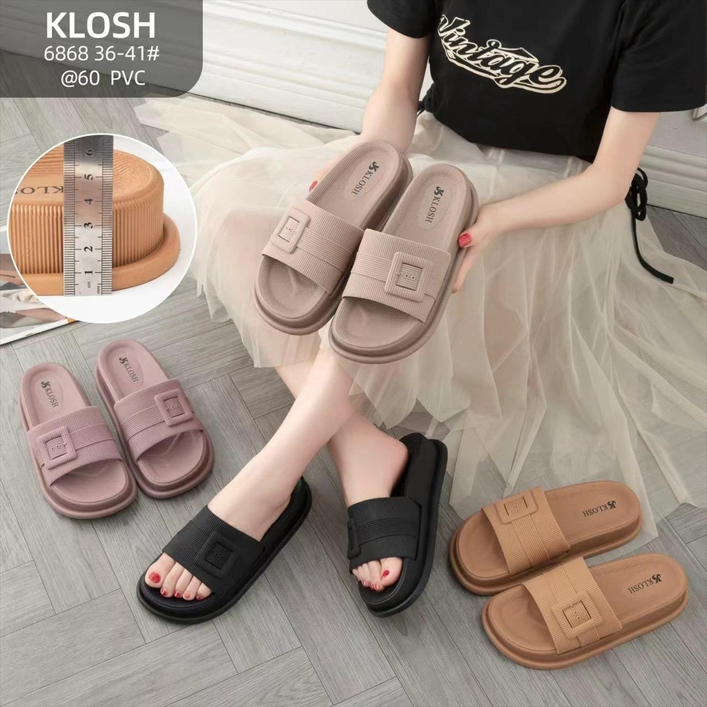 Jual Sandal Jelly Wanita Platform motif Garis-Garis Gesper LCR 6868 36 ...