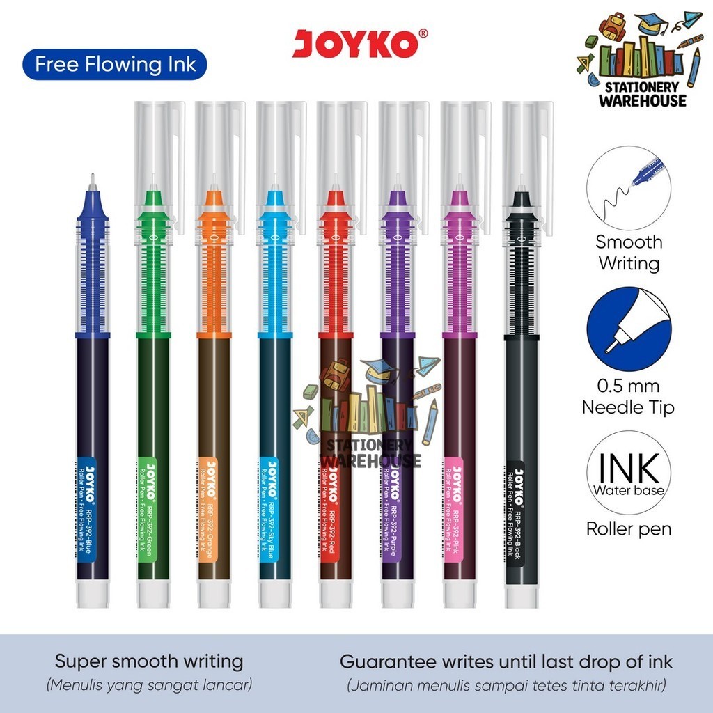 Jual Roller Pen Gel Pulpen Rol Joyko Rrp 392 05 Mm Hitam Biru Merah Oranye Ungu Merah