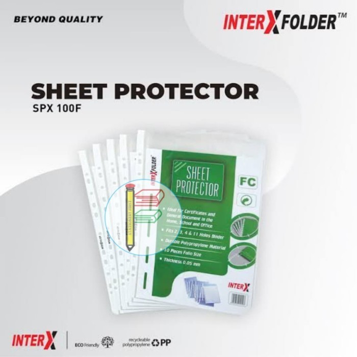 Jual PP Pocket Sheet Protector Inter X Folder F4 Folio per pack 10 ...