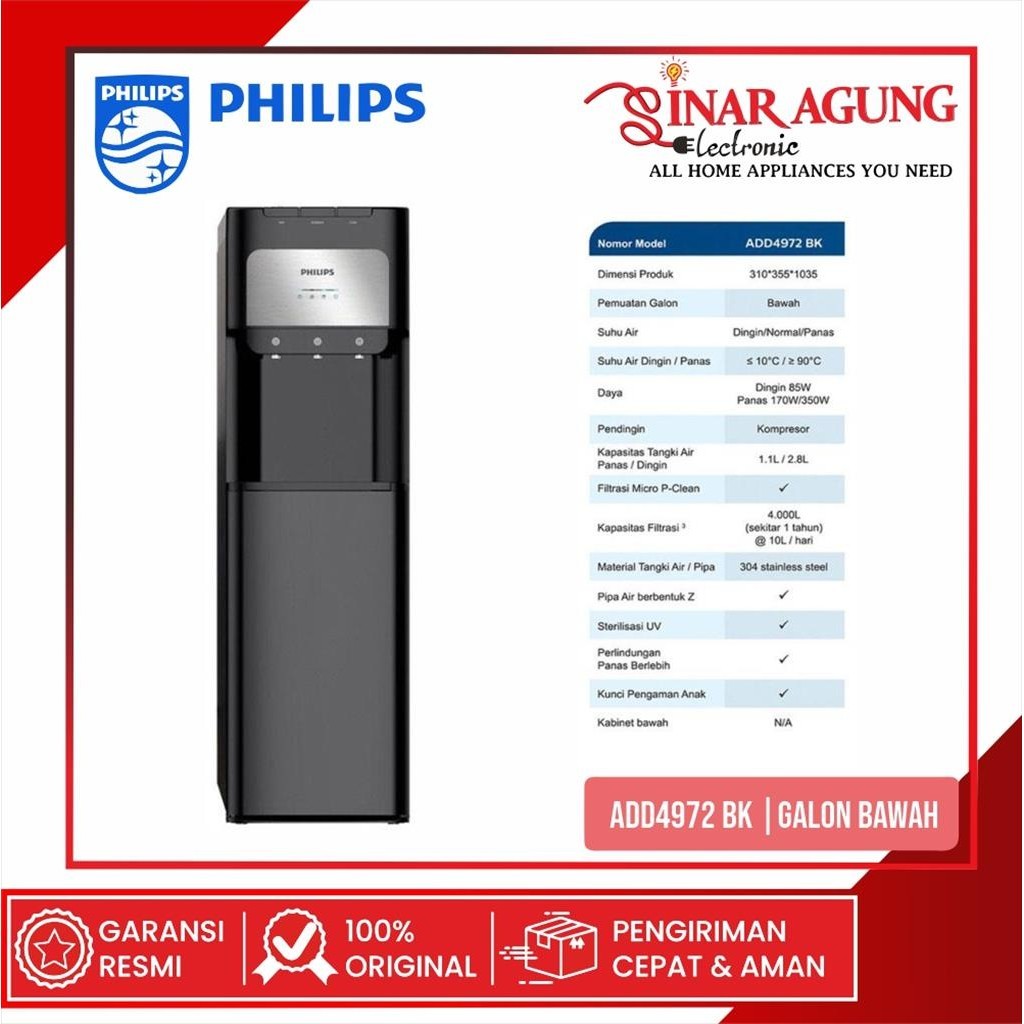 Jual PHILIPS ADD4972BK / ADD-4972BK ADD4972 BK [GALON BAWAH] GARANSI ...