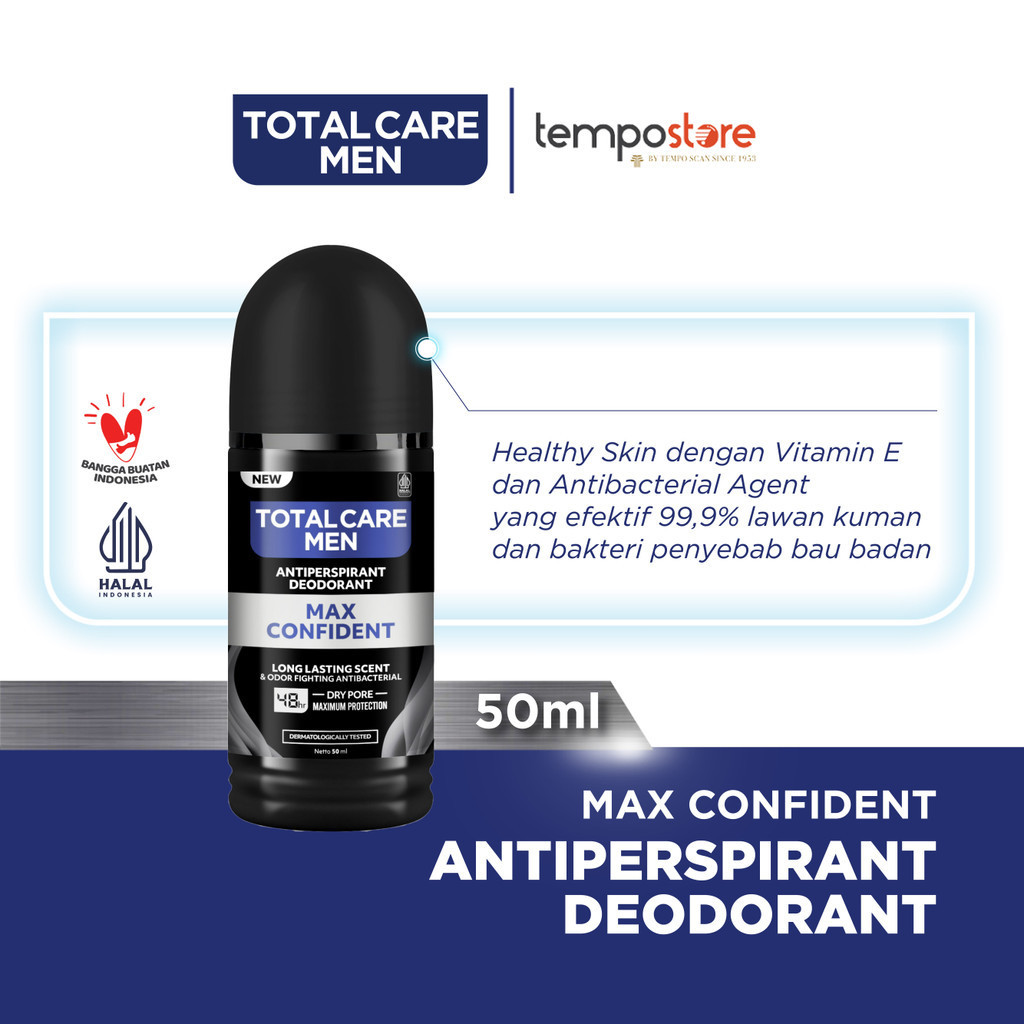 Jual Total Care Men Antiperspirant Deodorant Max Confident 50ml [1pcs ...